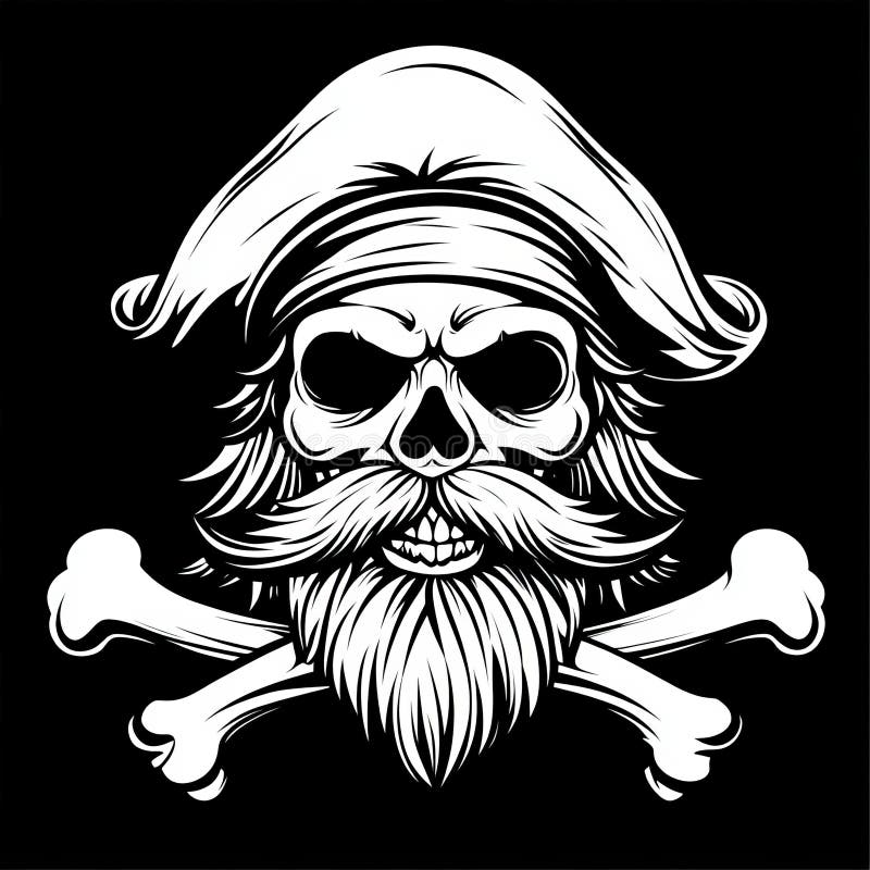 A Skull in a Tri-cornered Hat with Crossbones. Stock Illustration ...