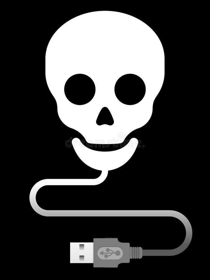 Skull with usb cable stock vector. Illustration of death - 11881144