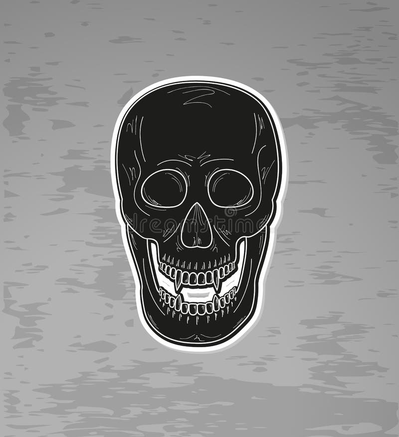 Skull with vampire teeth stock vector. Illustration of halloween - 44518076