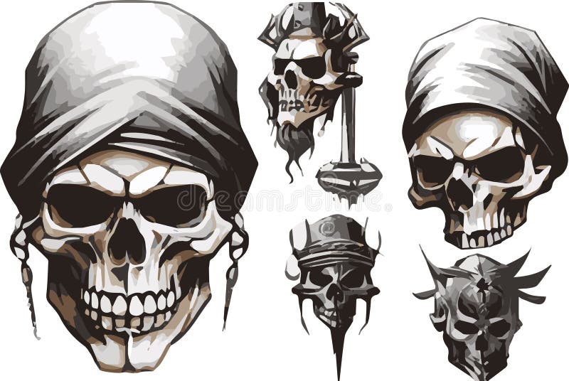 Skull Vector Art Collection: Intricate and Mysterious Designs Stock ...