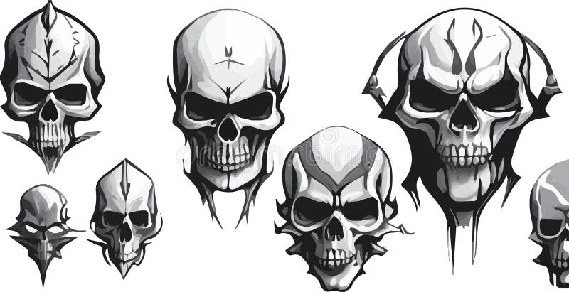 Skull Vector Art Collection: Intricate and Mysterious Designs Stock ...