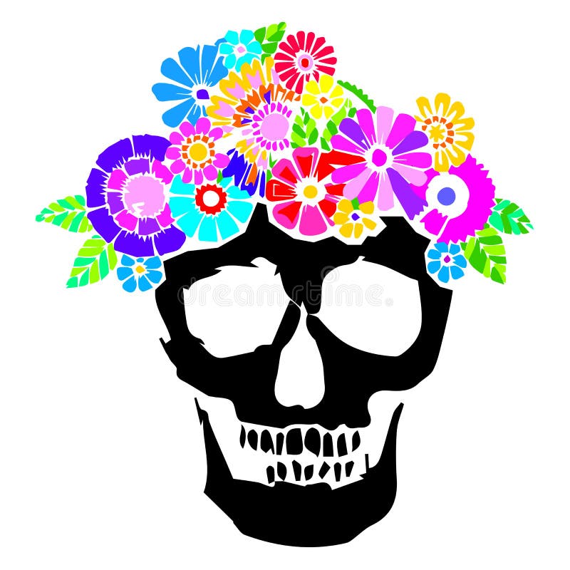 Skull Vector Dead Skeleton Halloween Illustration, Flower Stock Vector ...