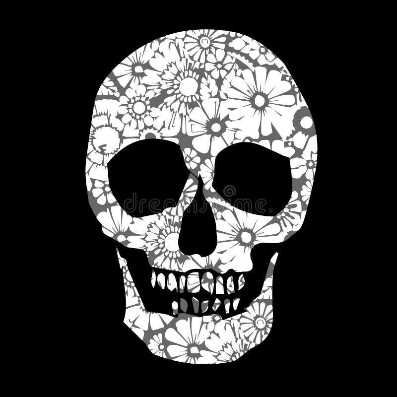 Skull Vector Dead Skeleton Halloween Illustration, Flower Stock Vector ...