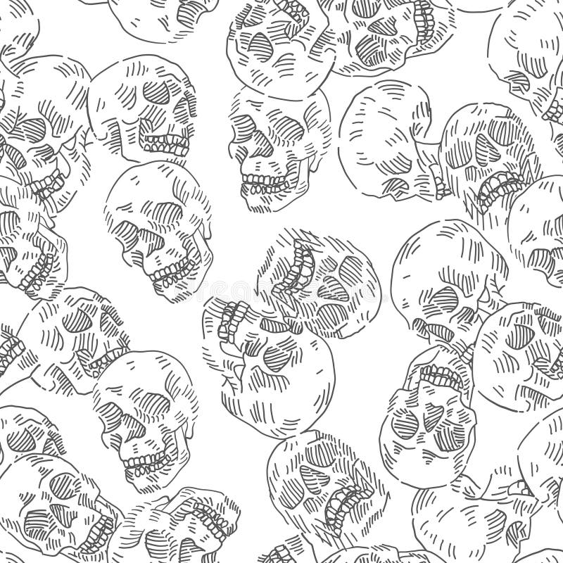 Skull Vector Doodle Seamless Pattern Stock Vector - Illustration of ...