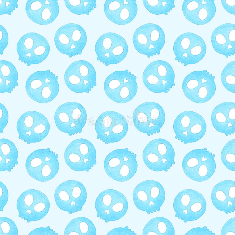 Skull. Watercolor Seamless Pattern Stock Illustration - Illustration of ...