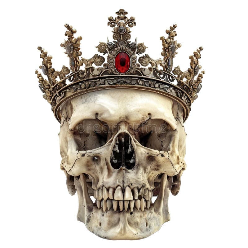 Skull Wearing Crown Isolated on Transparent Stock Illustration ...