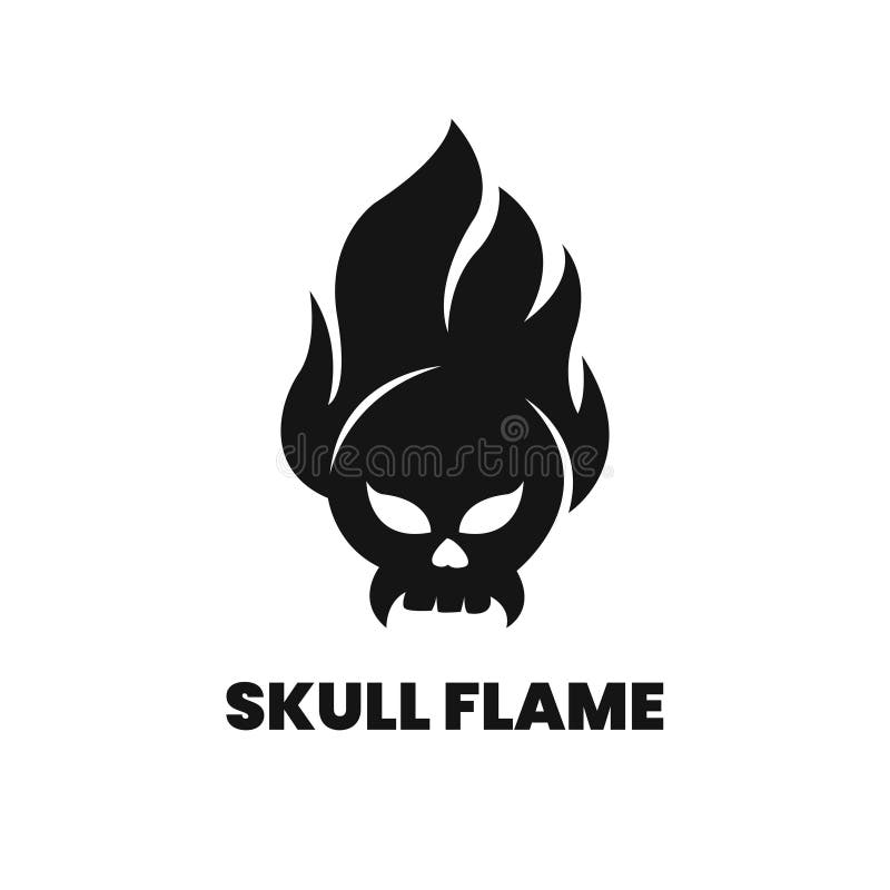 Skull Wit Flame Logo Design Template Stock Vector - Illustration of ...