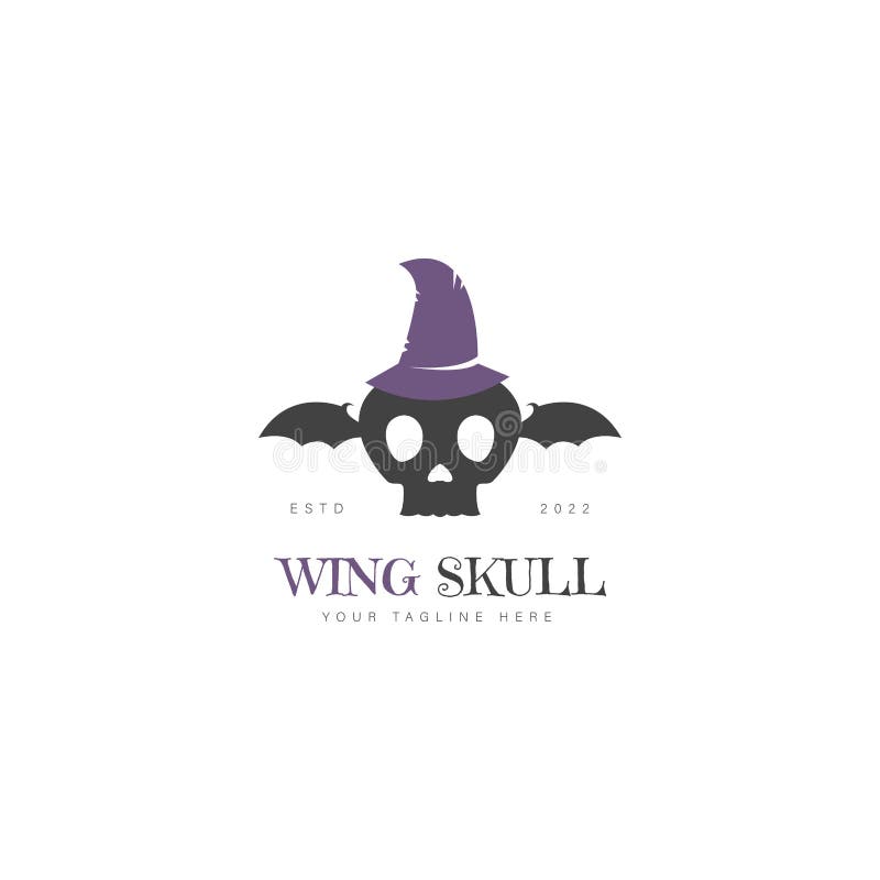 Skull with Wizard Hat Logo Design Icon Illustration Stock Vector ...