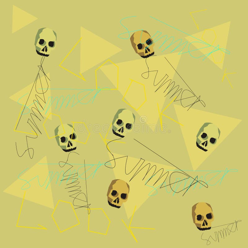 Skull on a yellow stock vector. Illustration of ornament - 189309887