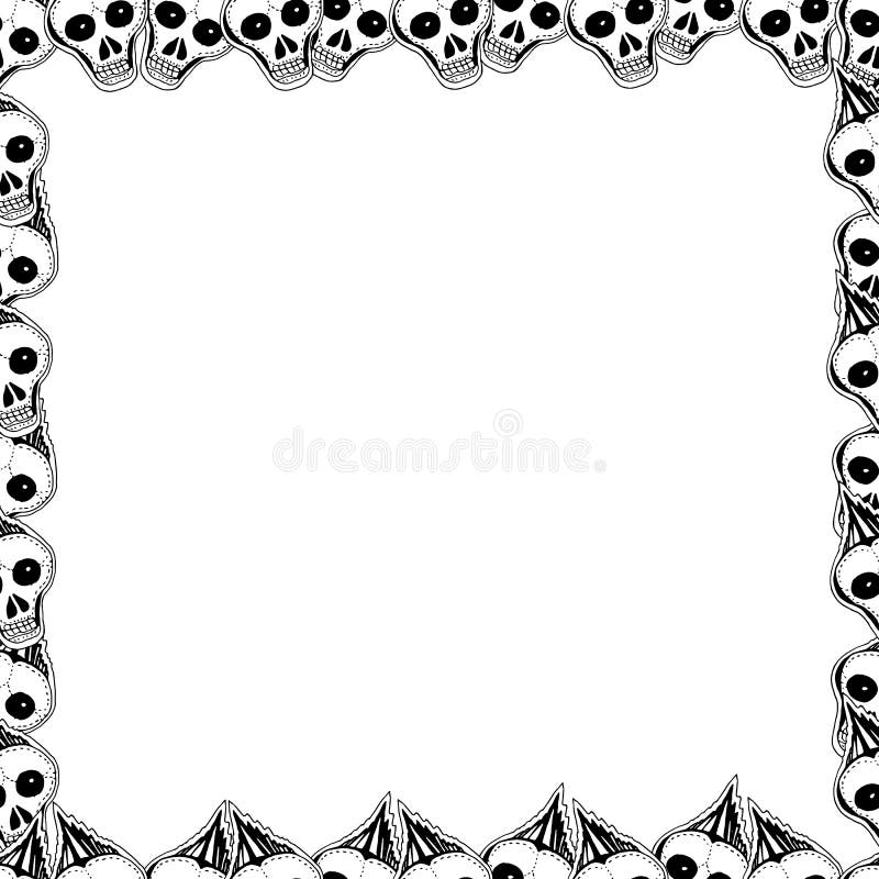 Skulls and Bones. Vector Cute Frame. Stock Vector - Illustration of ...