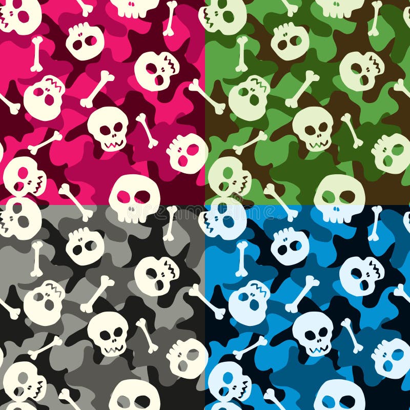 Girly Skulls Camo Seamless Repeat Pattern Stock Vector - Illustration ...