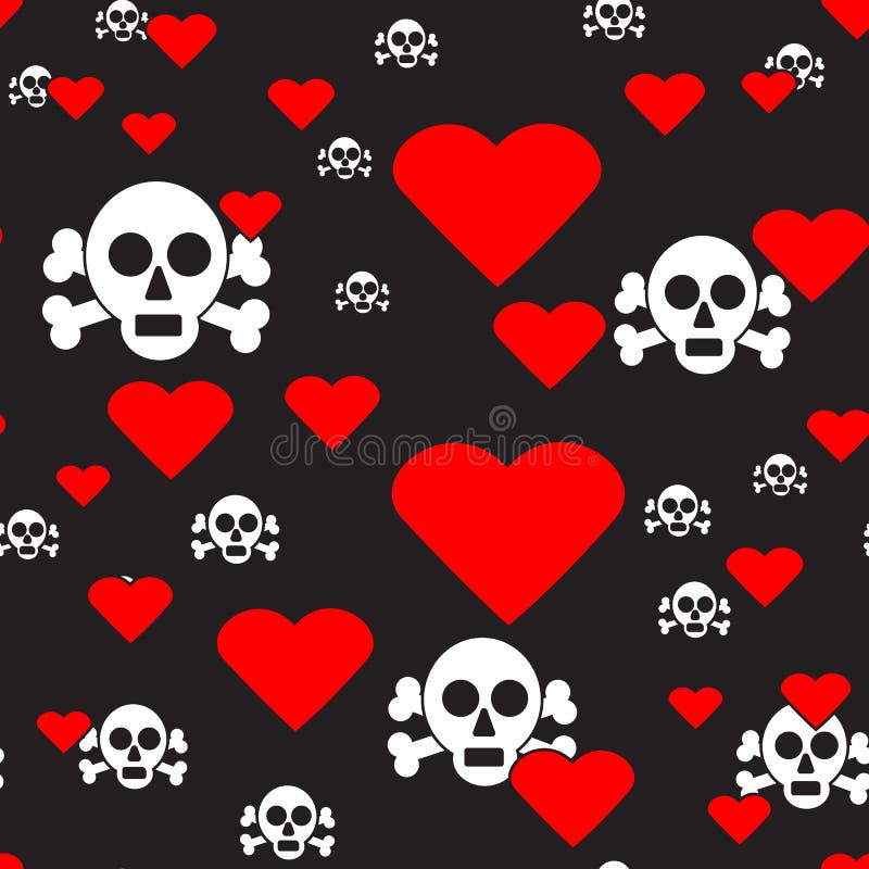 Skulls and Hearts on Black Seamless Pattern Stock Vector - Illustration ... Skulls and Hearts on Black Seamless Pattern Stock Vector - Illustration ...