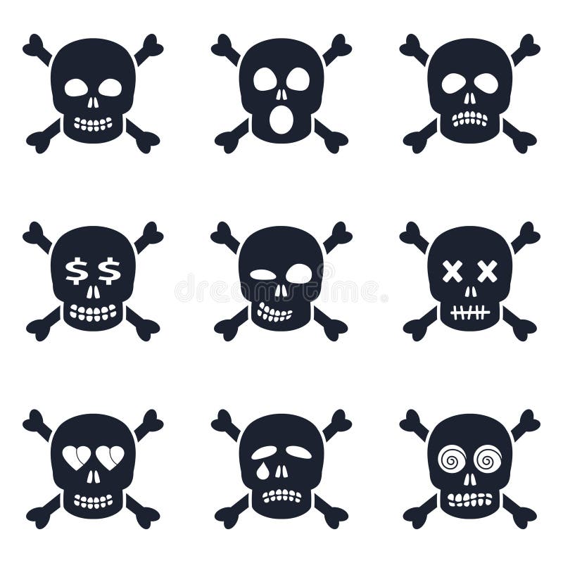 SKulls Icon Set stock vector. Illustration of eps10, emoticon - 76929520