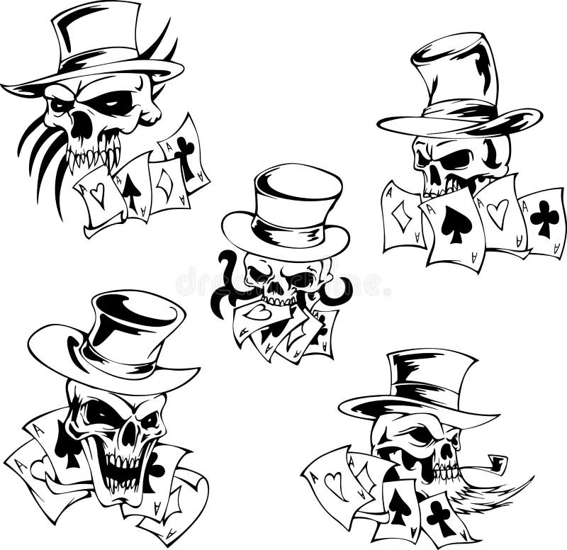 Skulls with playing cards stock vector. Illustration of horror - 27143525