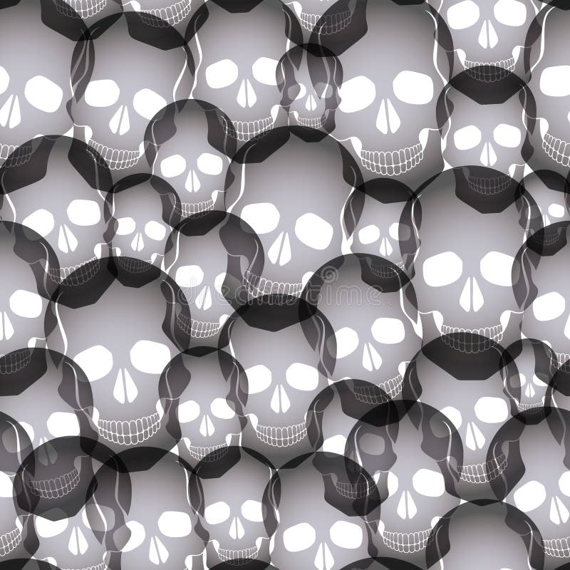 Skulls Seamless Pattern, Vector Background with Crazy Sculls for Hard ...