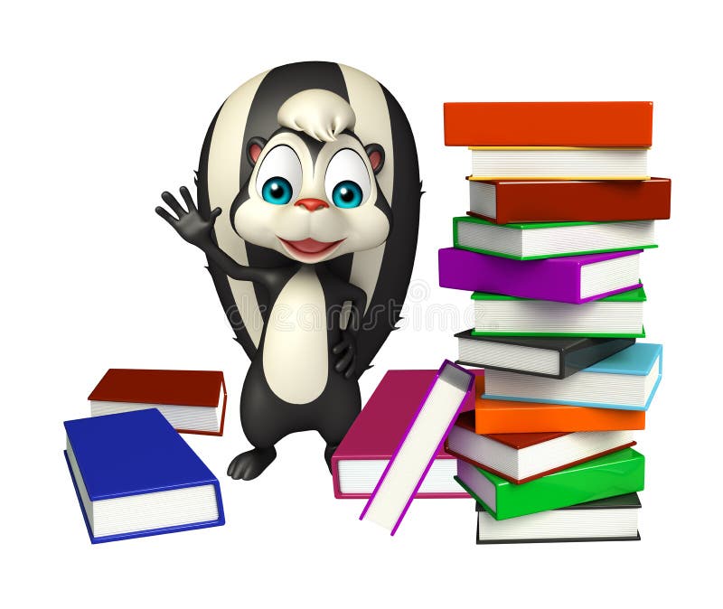 Skunk Cartoon Character with Book Stock Illustration - Illustration of ...