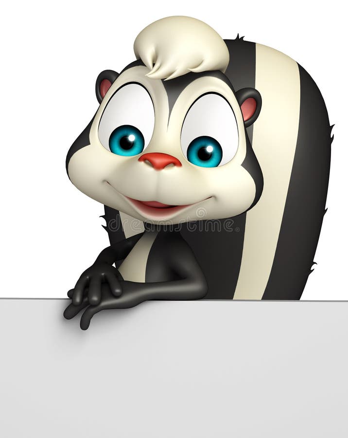Skunk Cartoon Character with Display Board Stock Illustration ...