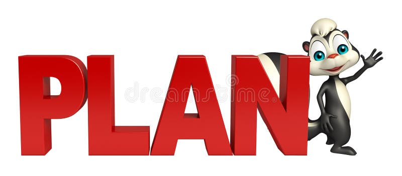 Skunk Cartoon Character with Plan Sign Stock Illustration ...