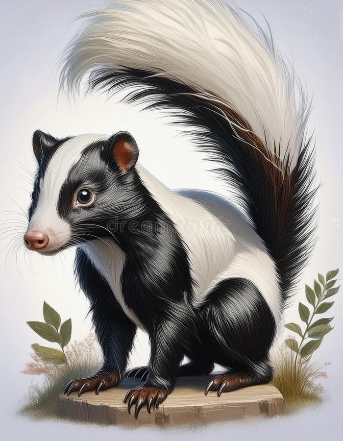 Skunk with Flowers Isolated Stock Image - Image of flowers, animals ...