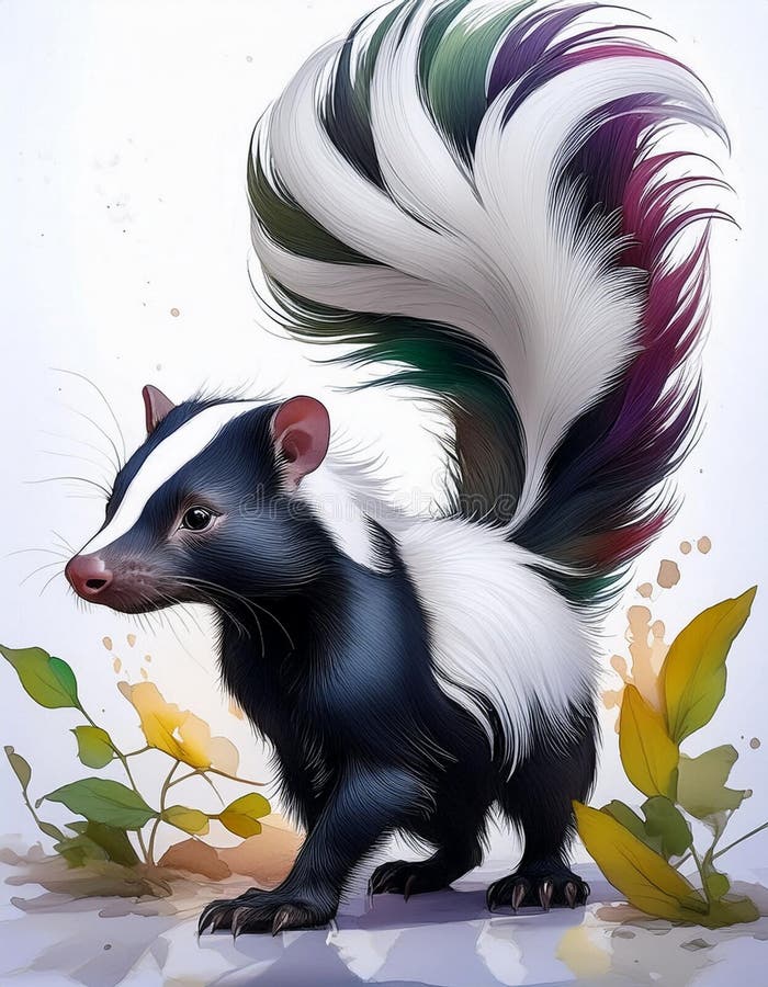 Skunk with Flowers Isolated Stock Image - Image of animals, isolated ...