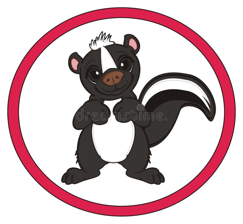 Skunk and road sign stock illustration. Illustration of security - 86143189