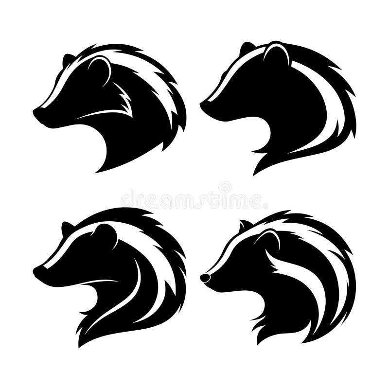Skunk Silhouette Set Vector Illustrations Stock Illustration ...