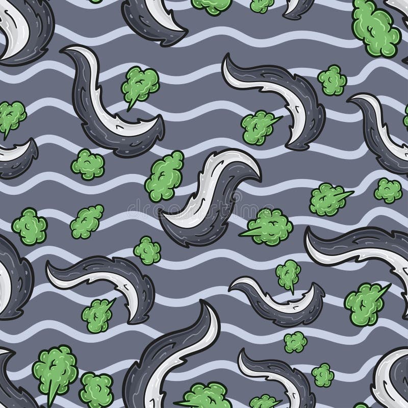 Skunk Tail Seamless Pattern in Cartoon Style. Perfect for Background ...
