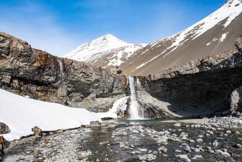 Skutafoss Waterfall in Thorgeirsstadaa River in Thorgeirsstadadalur in ...