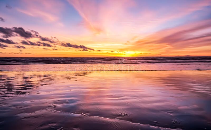 The Sky Above the Beach at Sunset in the Middle of the Ocean Stock ...