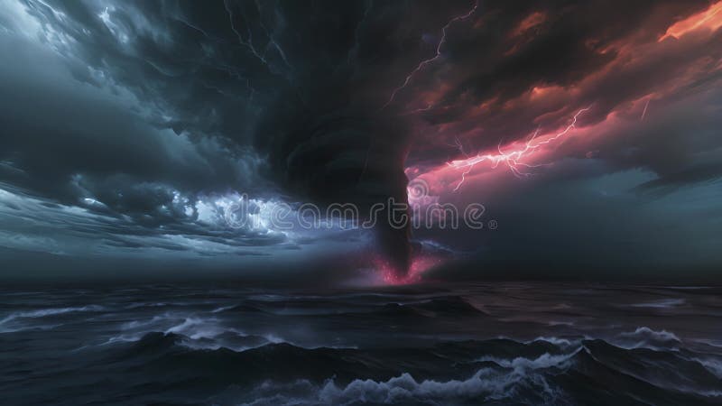 The Sky Above is a Chaotic Mix of Dark Storm Clouds and Vibrant Flashes ...