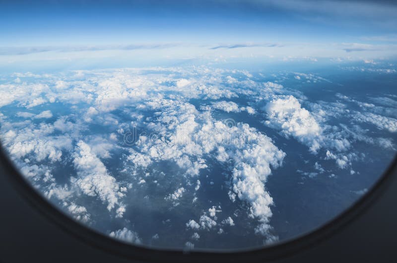 Sky Through The Airplane Window Stock Image - Image of airlines, light ...