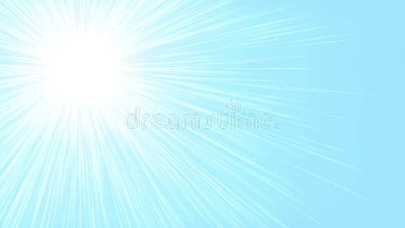 Sky Animation with Bright Sun. Blue Sky, the Sun is on the Left and ...