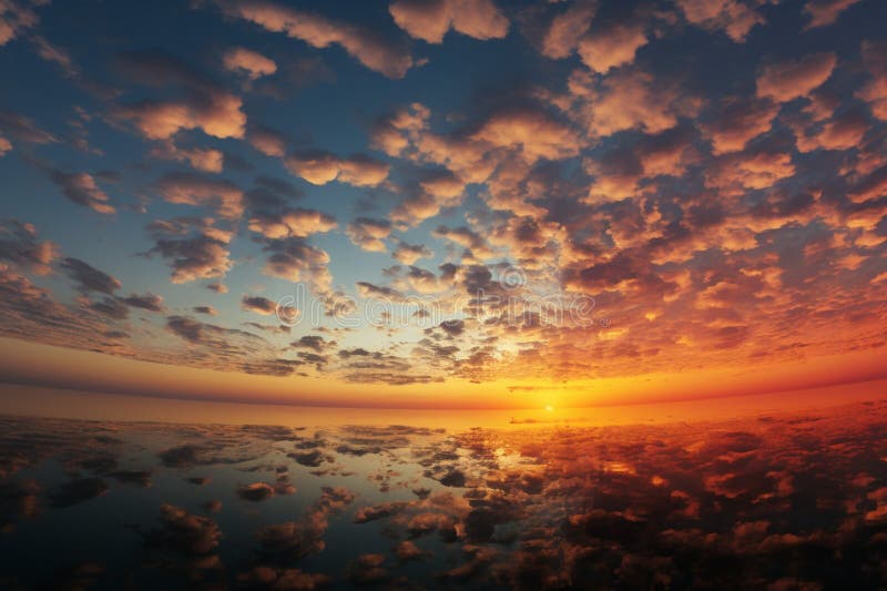 Sky Artistry Panoramic Sunset with Clouds Spreading into Captivating ...