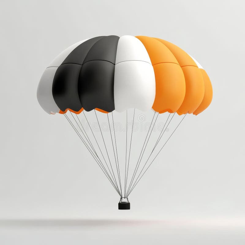 With a Sky Background, a Bright Orange Parachute is in Midair Stock ...