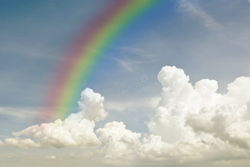 Sky Background with Cloudy Scene (Summer Day Sky) and Rainbow Stock ...