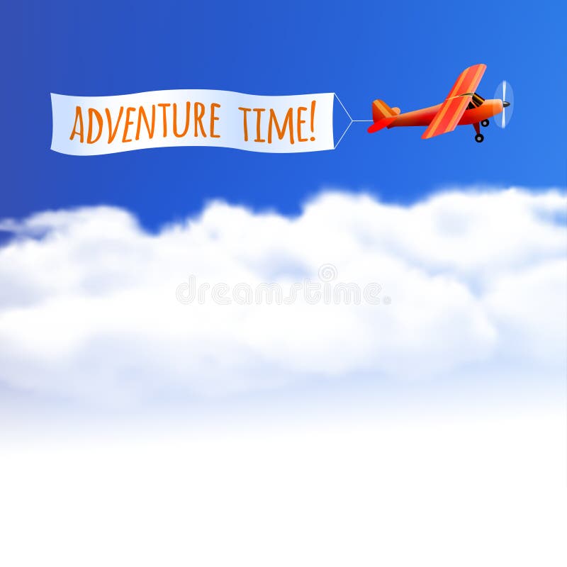 Sky Background with Red Airplane. Stock Vector - Illustration of colour ...