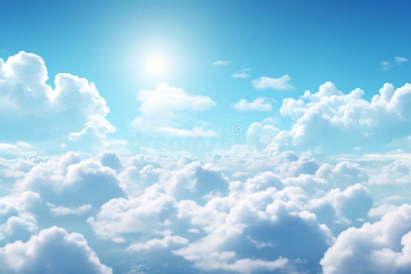 Sky Background with White Fluffy Clouds. Horizontal Cloudy Background ...