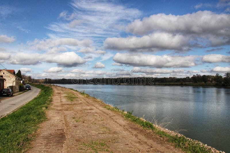 Sky with Beautiful Clouds on Danube River Stock Image - Image of ...