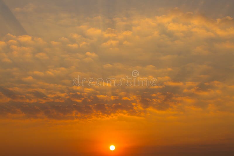 Sky with Beautiful Clouds and Rising Sun, Horizontal Stock Image ...