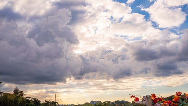 Sky with Big Clouds, Falling Rain Stock Image - Image of scenic, cloudy ...