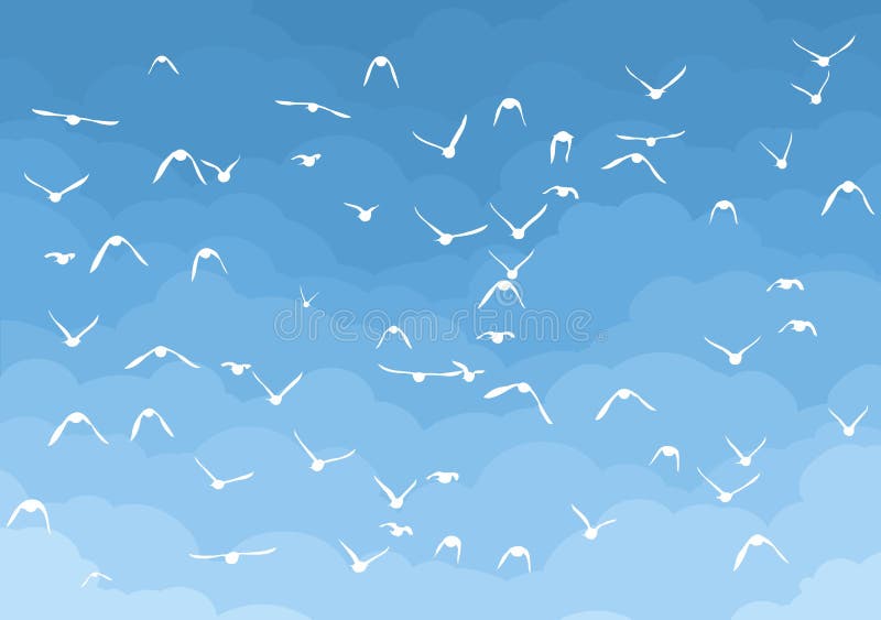 Sky with birds. stock vector. Illustration of vector - 114788693