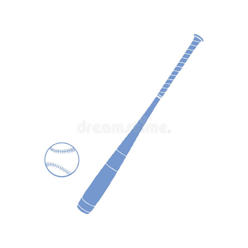 Sky Blue Bat and Baseball on White Stock Vector - Illustration of flat ...