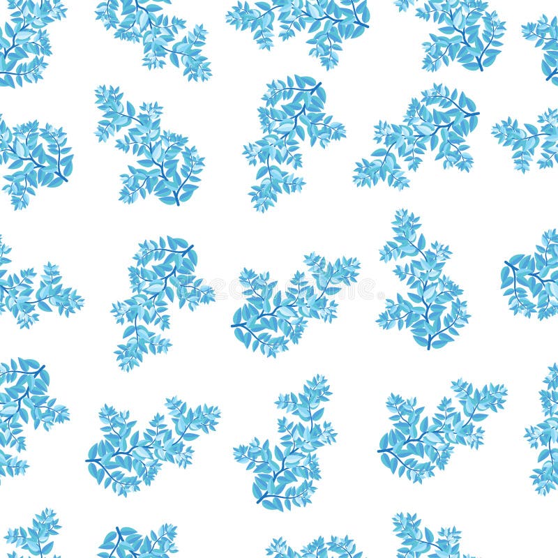 Sky Blue Color Small Leaf Pattern in White Background Stock Vector ...