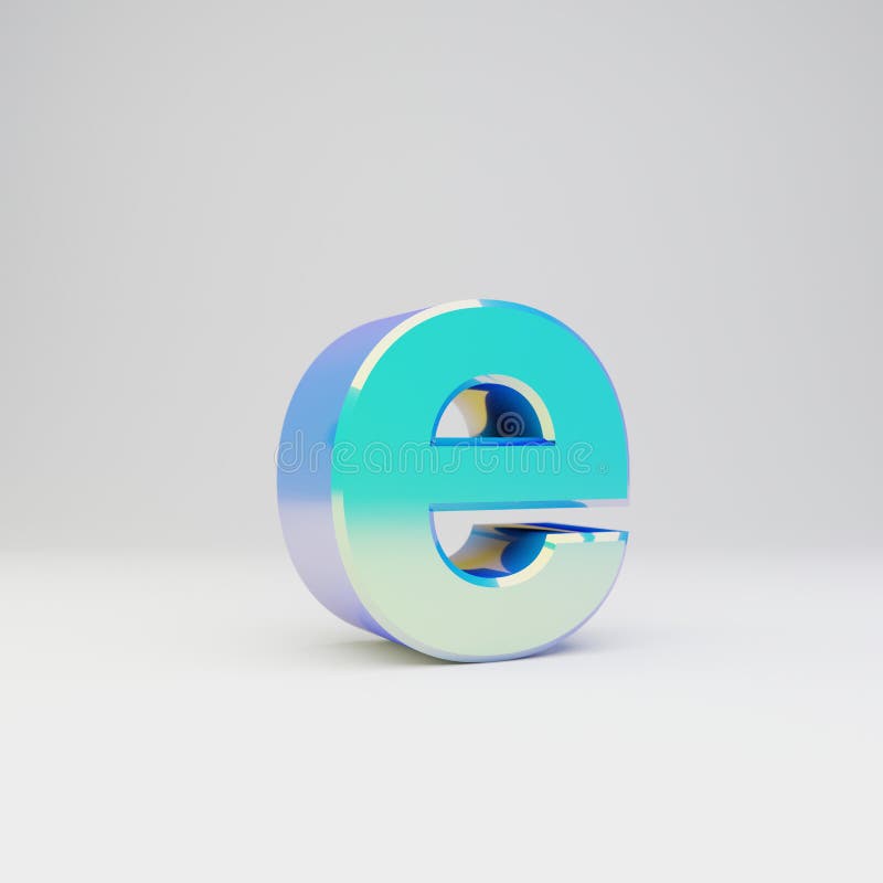 Holographic 3d Letter E Lowercase. Glossy Font with Multicolor ...