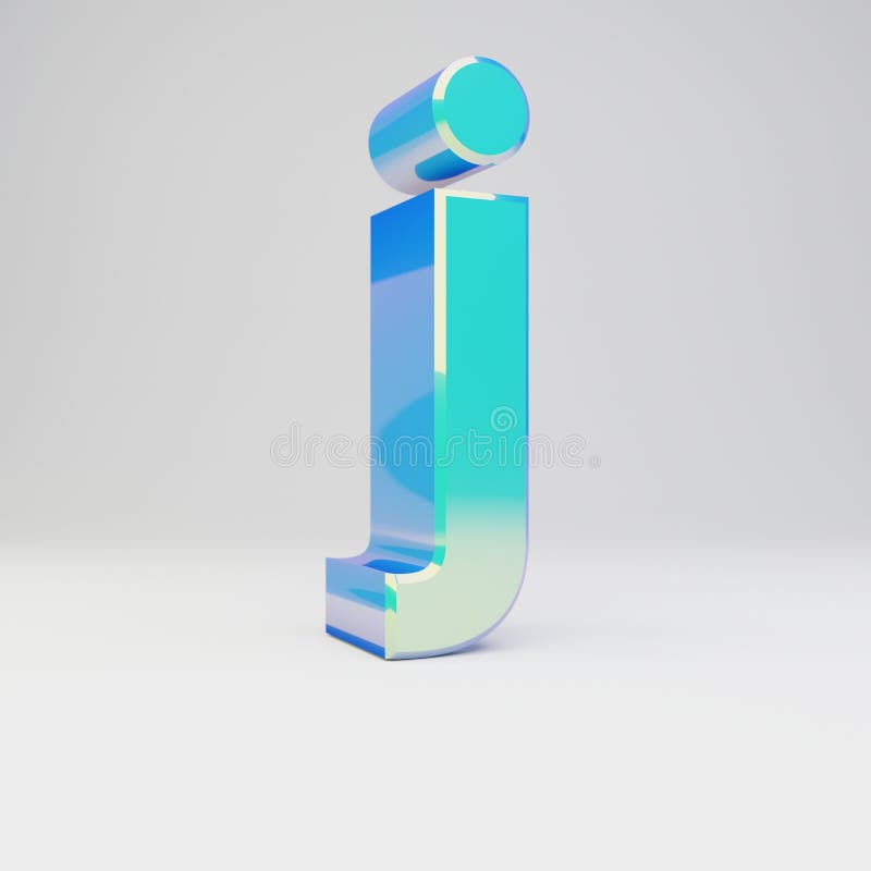 Sky Blue 3d Letter J Lowercase. Metal Font with Glossy Reflections and ...
