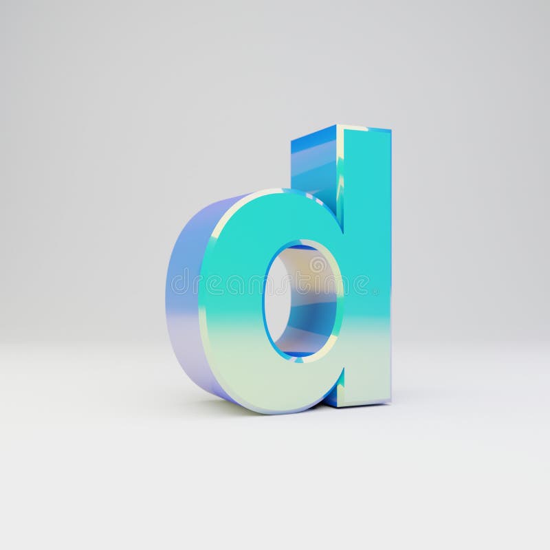 Sky Blue 3d Letter D Lowercase. Metal Font with Glossy Reflections and ...