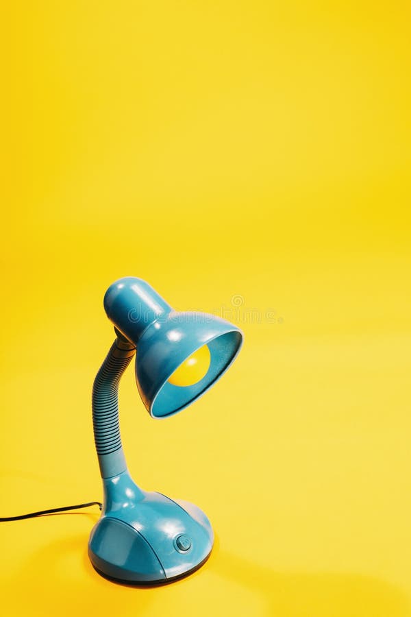 Sky-blue Desk Lamp on Yellow Background. Stock Photo - Image of bright ...