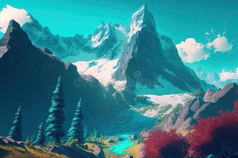 Sky-blue mountains stock illustration. Illustration of night - 272595487