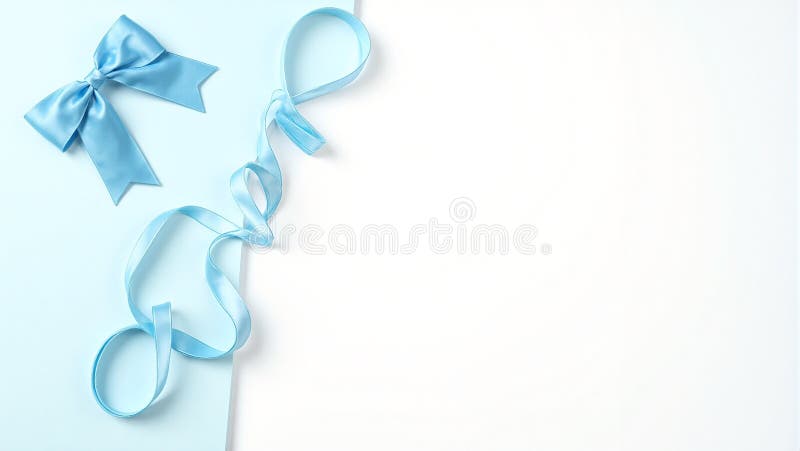 Sky Blue Ribbon and Bow on White Background Serene and Elegant Stock ...