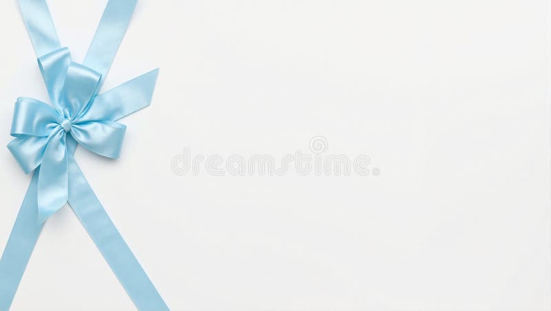 Sky Blue Ribbon and Bow on White Background Serene and Elegant Stock ...